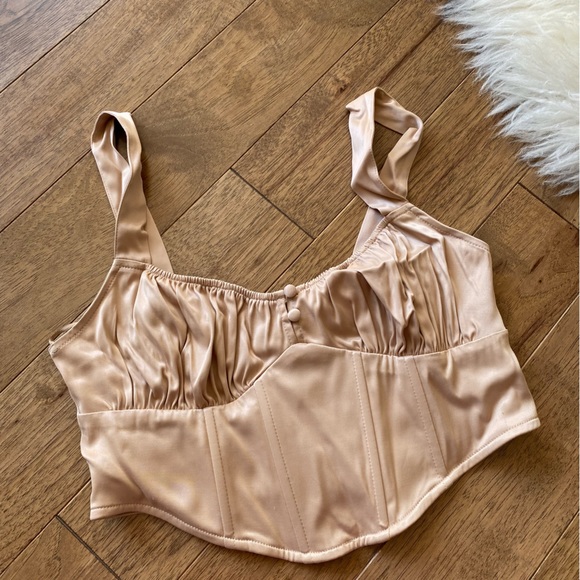 Zara | Tops | Zara Corset Blush Neutral Satin Corsetsatin Effect Corset ...